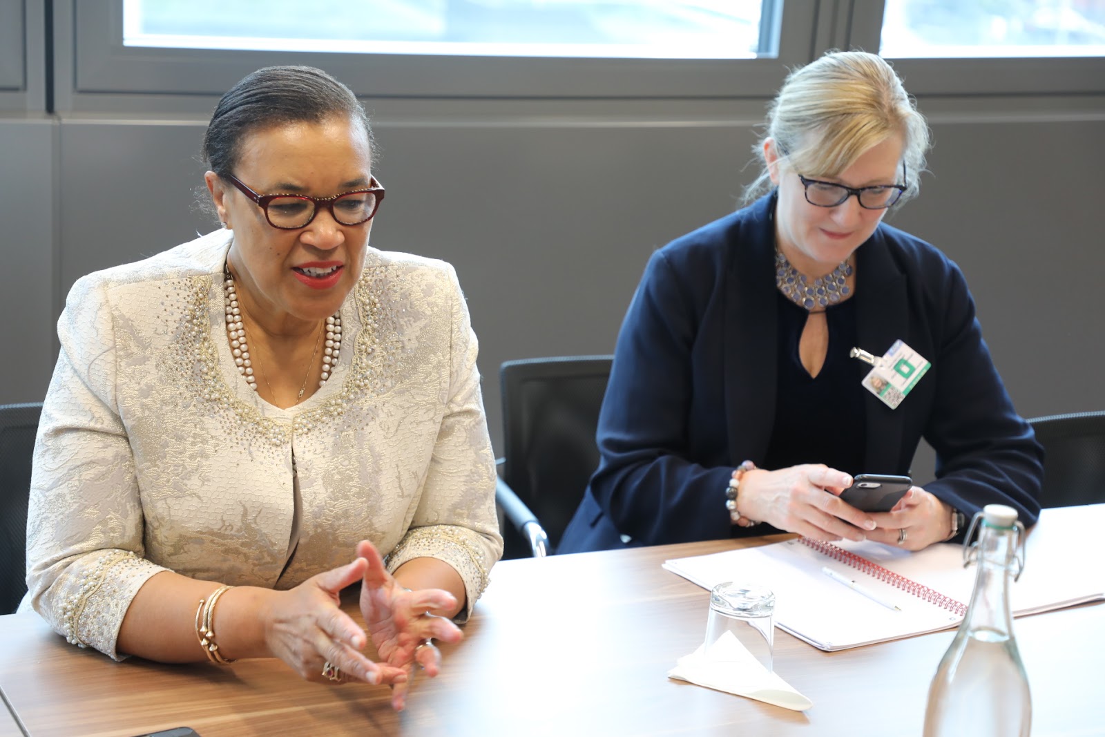 Prof. Palamagamba Kabudi in discussion with the Secretary General of ...